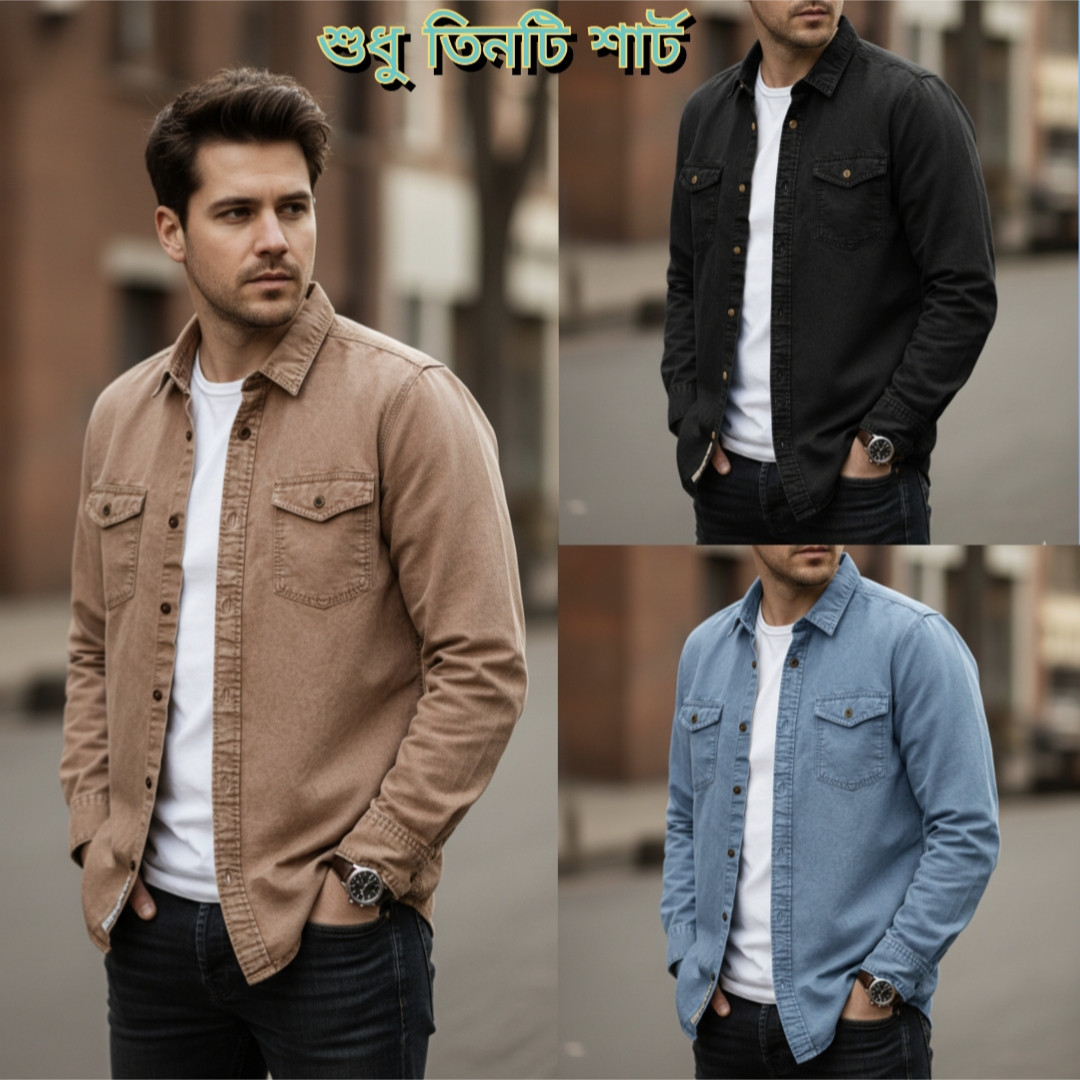 Winter Collection's Export Quality Denim Full shirt || 3871